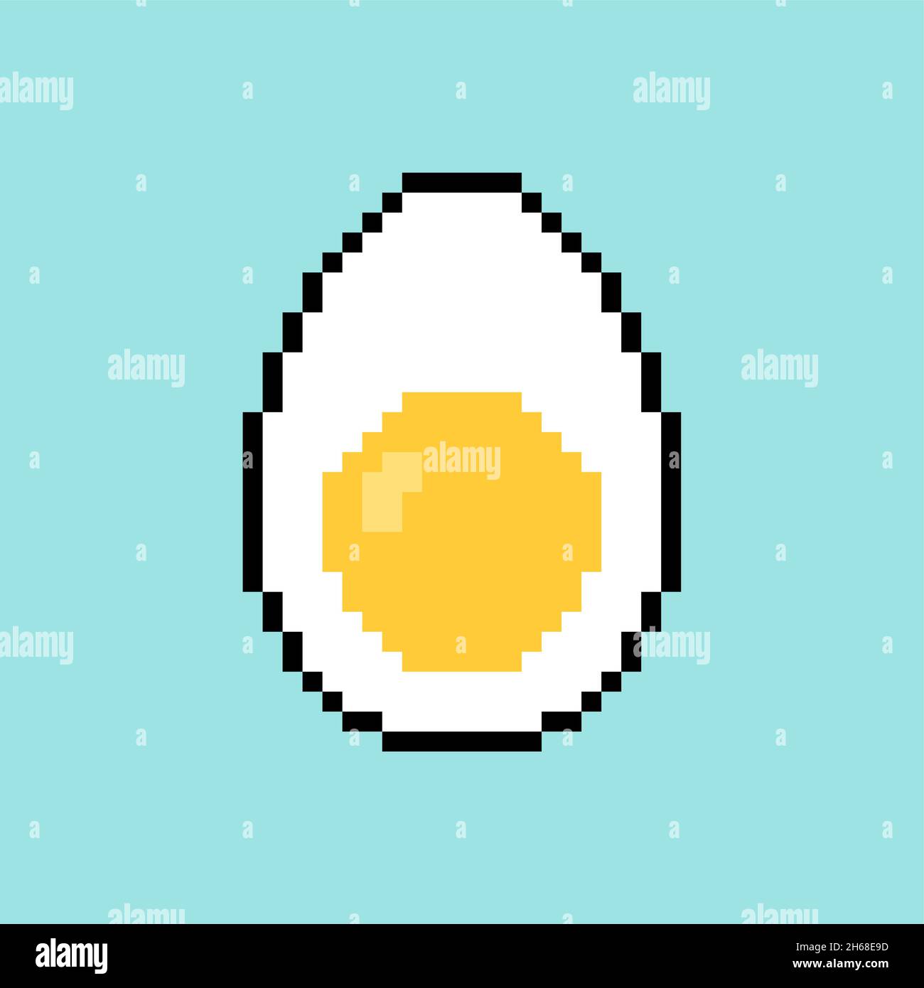 Boiled egg pixel art. Half an egg 8 bit. pixelated food vector ...