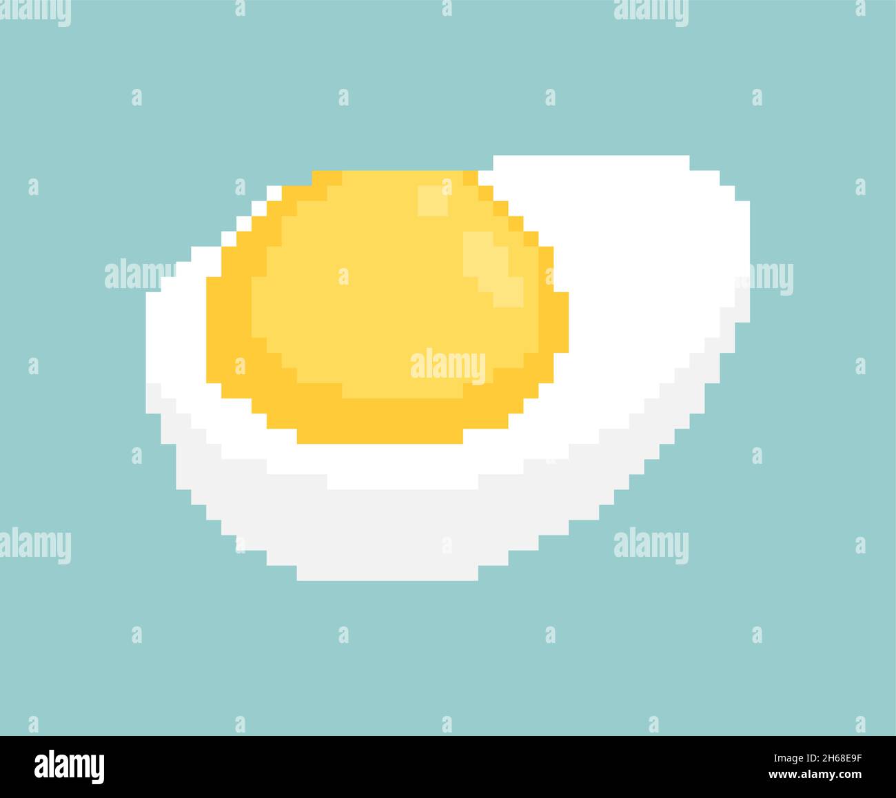 Boiled egg pixel art. Half an egg 8 bit. pixelated food vector ...