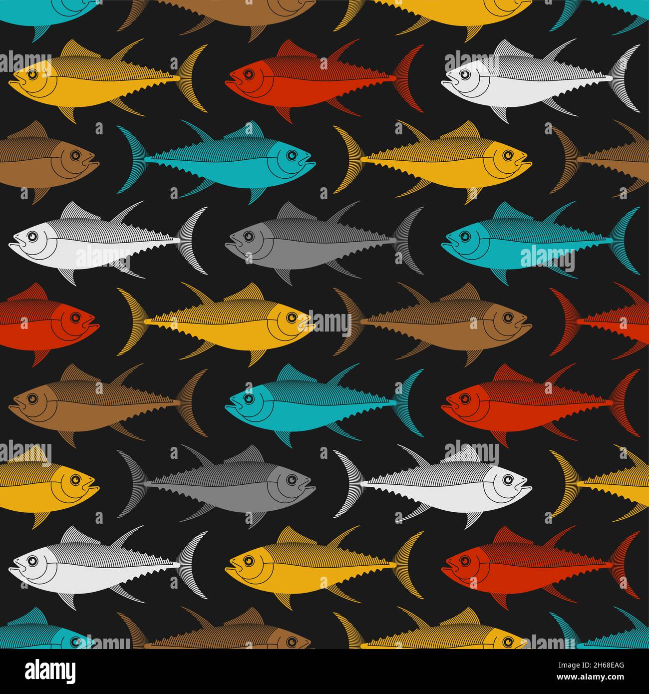 Tuna pattern seamless. tunny Seafood fish background. vector texture ...