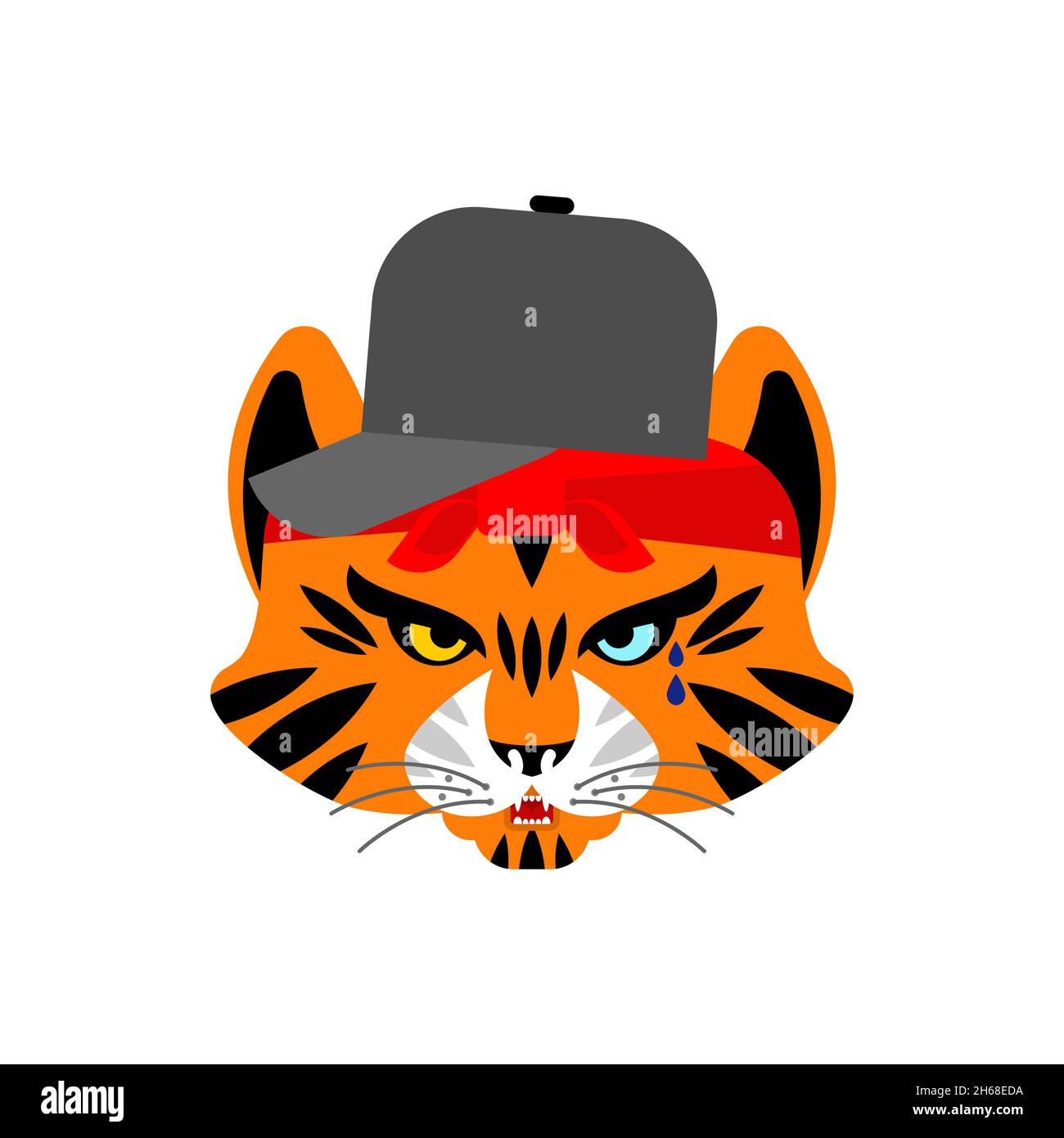 Tiger Gangsta isolated. Angry Big wild striped cat bully member of gang ...