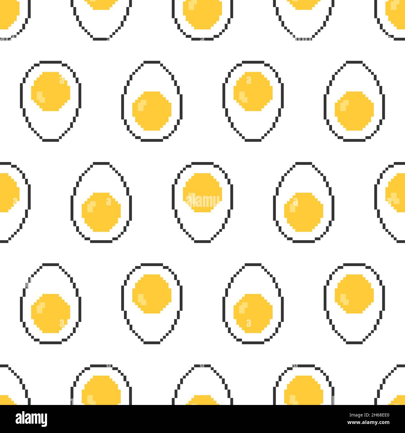Boiled egg pixel art pattern seamless. Half an egg 8 bit background ...