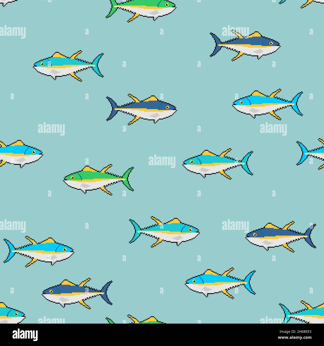 Tuna pixel art pattern seamless. pixelated tunny Seafood fish ...