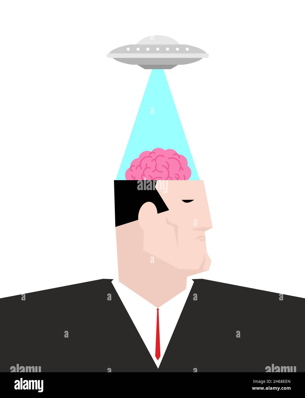Ufo steals brain from head. Alien flying saucer and brains Stock Vector ...