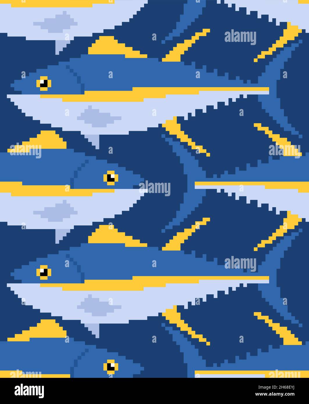 Tuna pixel art pattern seamless. pixelated tunny Seafood fish ...