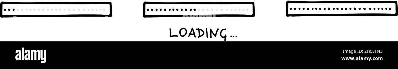 Loading bar doodle icon. Progress loading bar. Hand drawn sketch ...