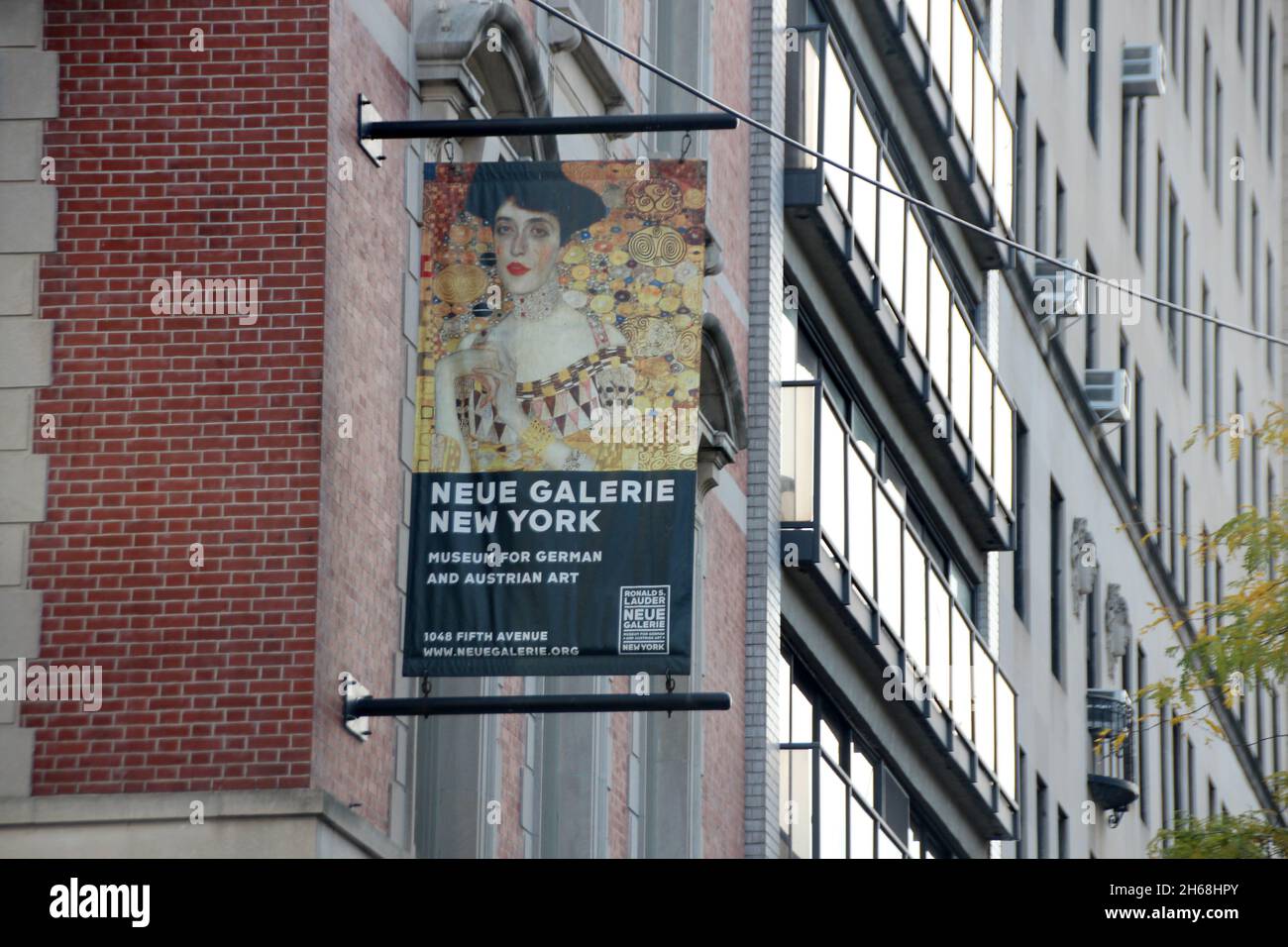 New York, USA. 13th Nov, 2021. A look at the sign of the Neue Galerie ...