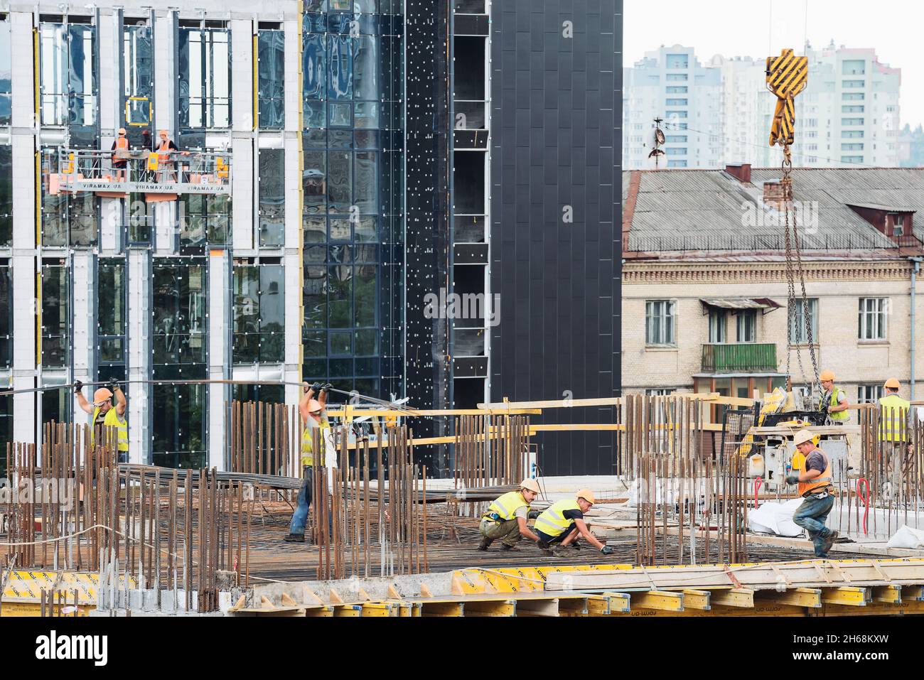 Kiev, Ukraine - August 3, 2019: New building under construction and ...