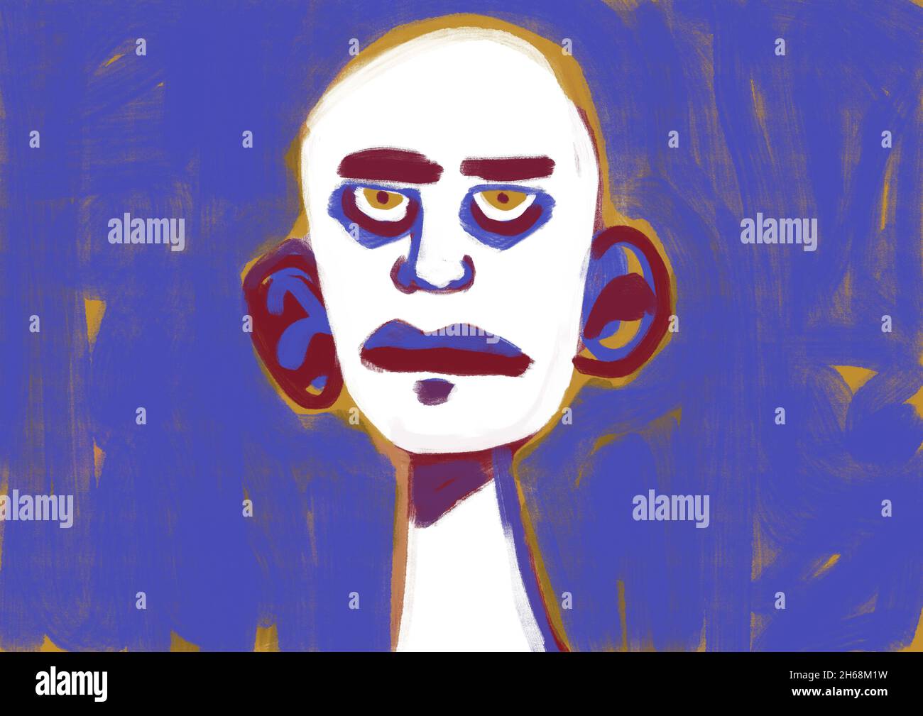 Relaxed elegant portrait of a non gender with blue and purple ...