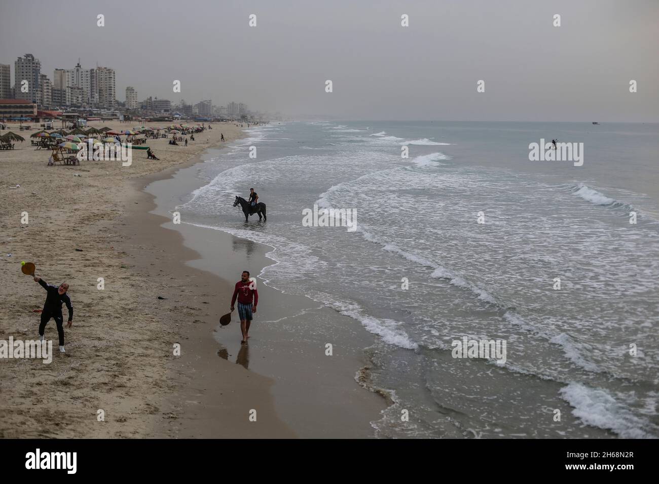 Gaza, Palestine. 13th Nov, 2021. Palestinians seen enjoying their time ...