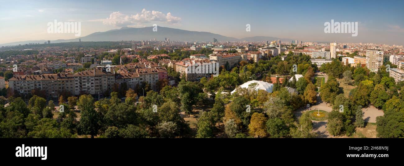 An aerial view of the parks and architecture of Sofia, Bulgaria Stock ...