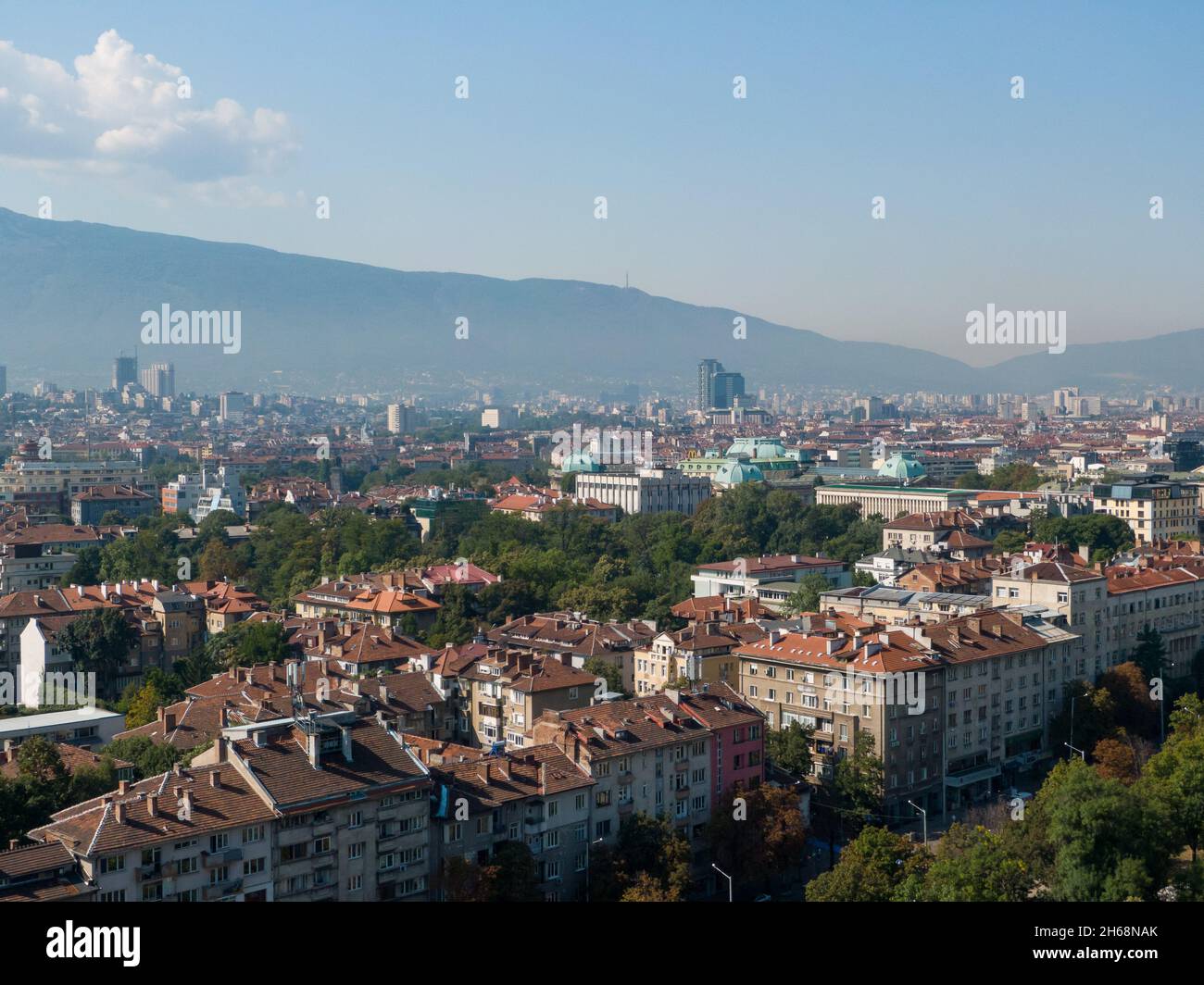 An aerial view of the parks and architecture of Sofia, Bulgaria Stock ...