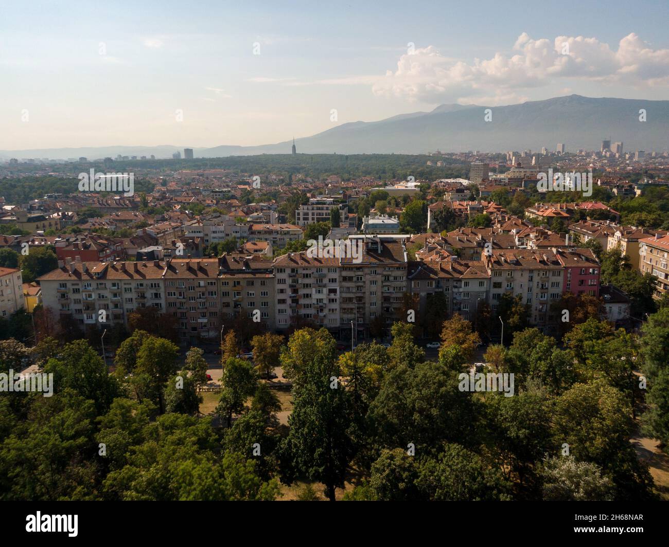 An aerial view of the parks and architecture of Sofia, Bulgaria Stock ...