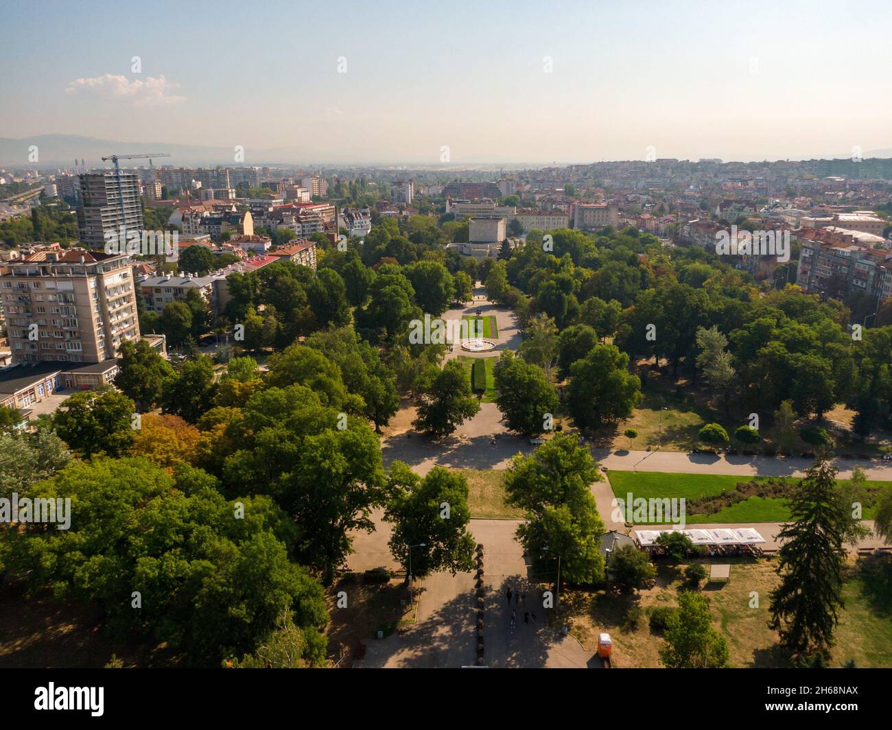 An aerial view of the parks and architecture of Sofia, Bulgaria Stock ...