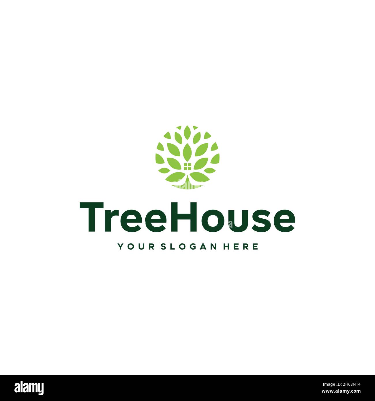 minimalist TreeHouse leaves plants logo design Stock Vector Image & Art ...