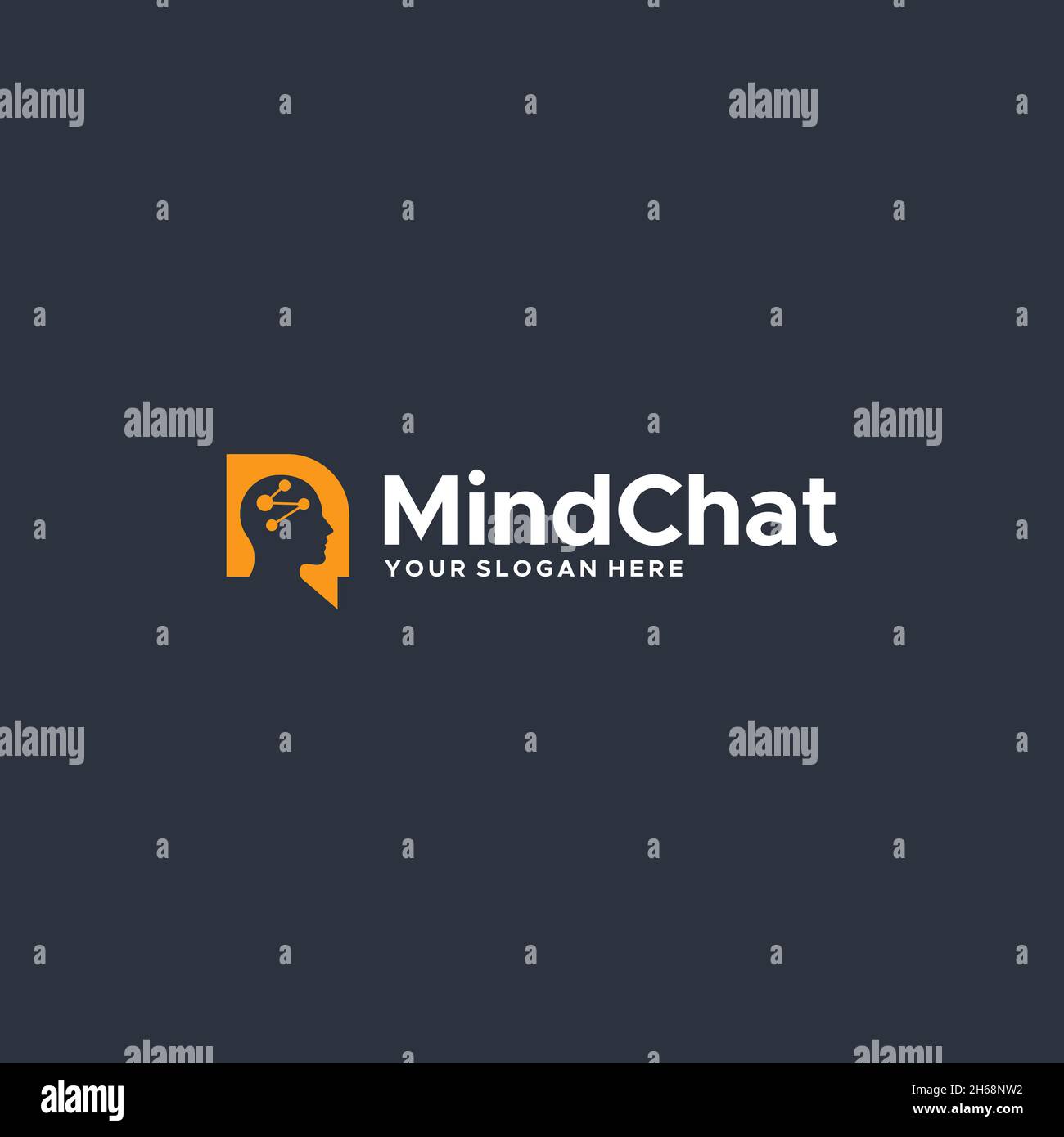 Flat MindChat brain people silhouette logo design Stock Vector Image ...