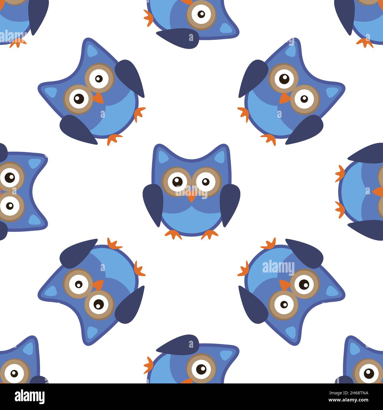 Owl stylized art seemless pattern blue colors Stock Vector Image & Art ...