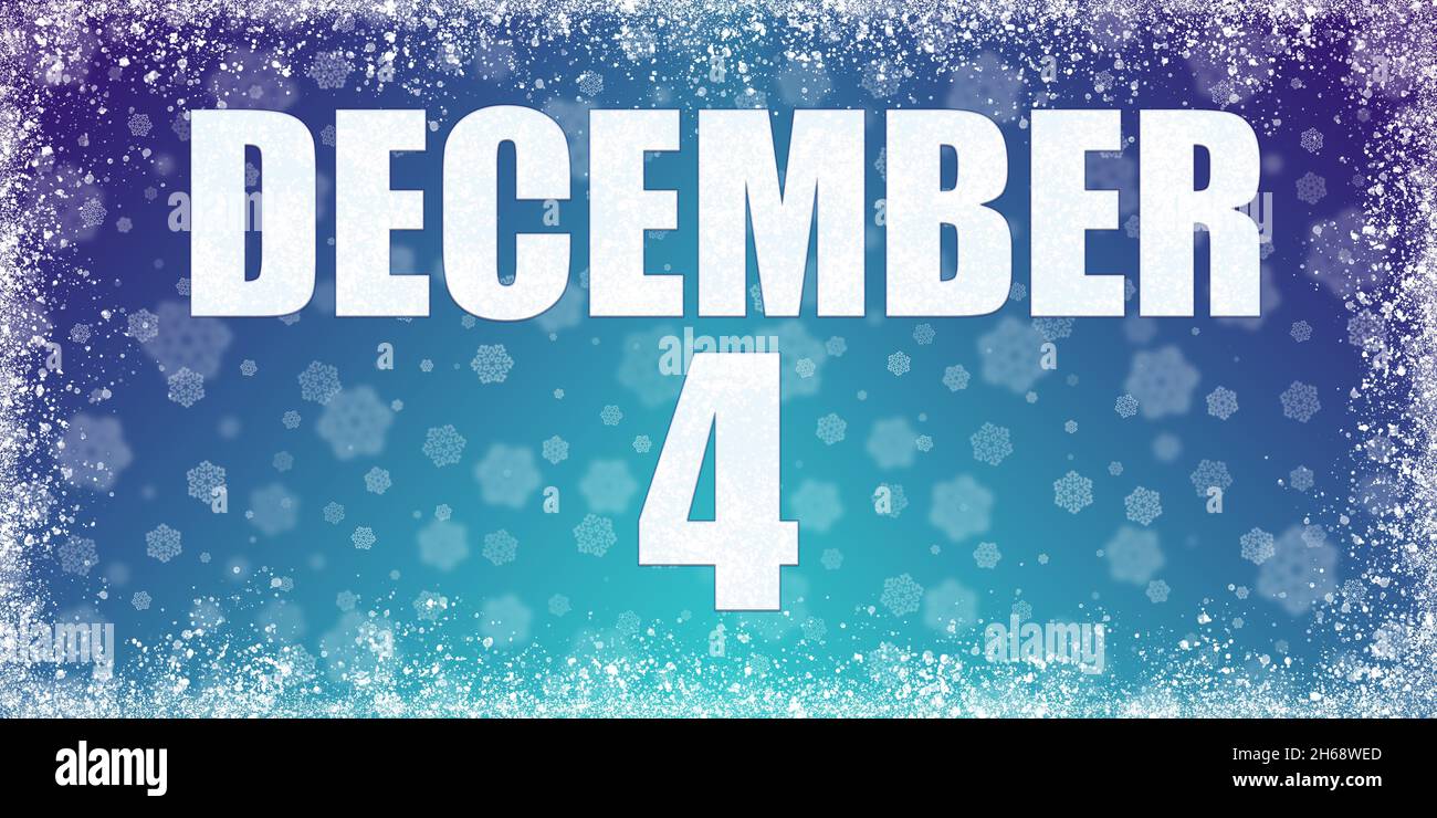 4th day of december. Winter blue gradient background with snowflakes ...