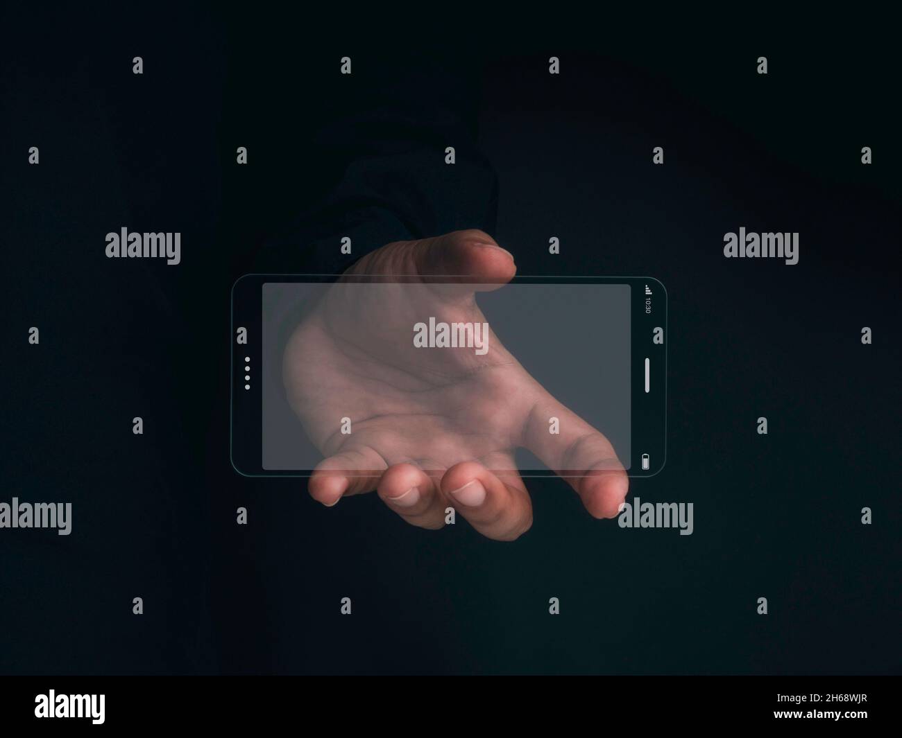 Futuristic transparent glass phone Technology. Super slim transparent ...