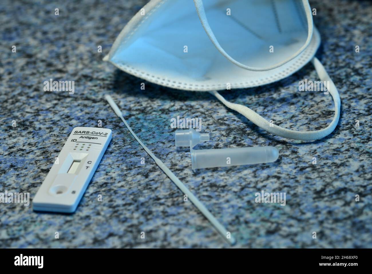 Sars-Covid2 antigen fast test with tools and mask Stock Photo - Alamy