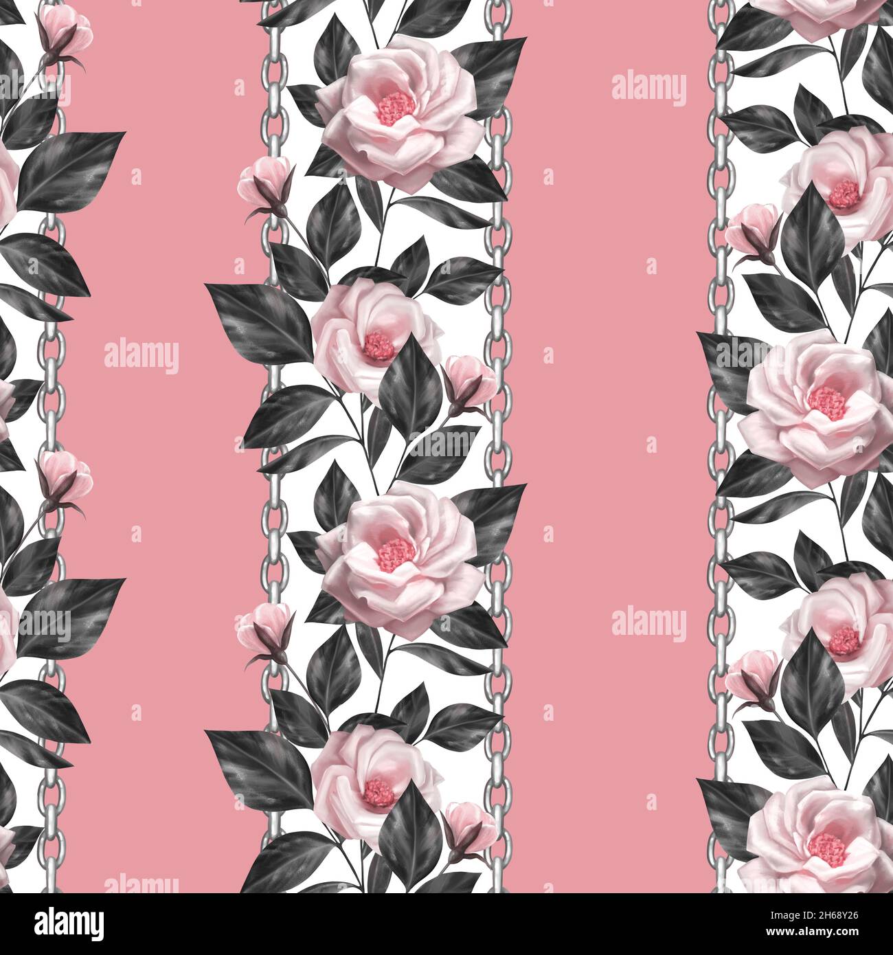 Pink background with beautiful pink rose flowers. Seamless floral ...