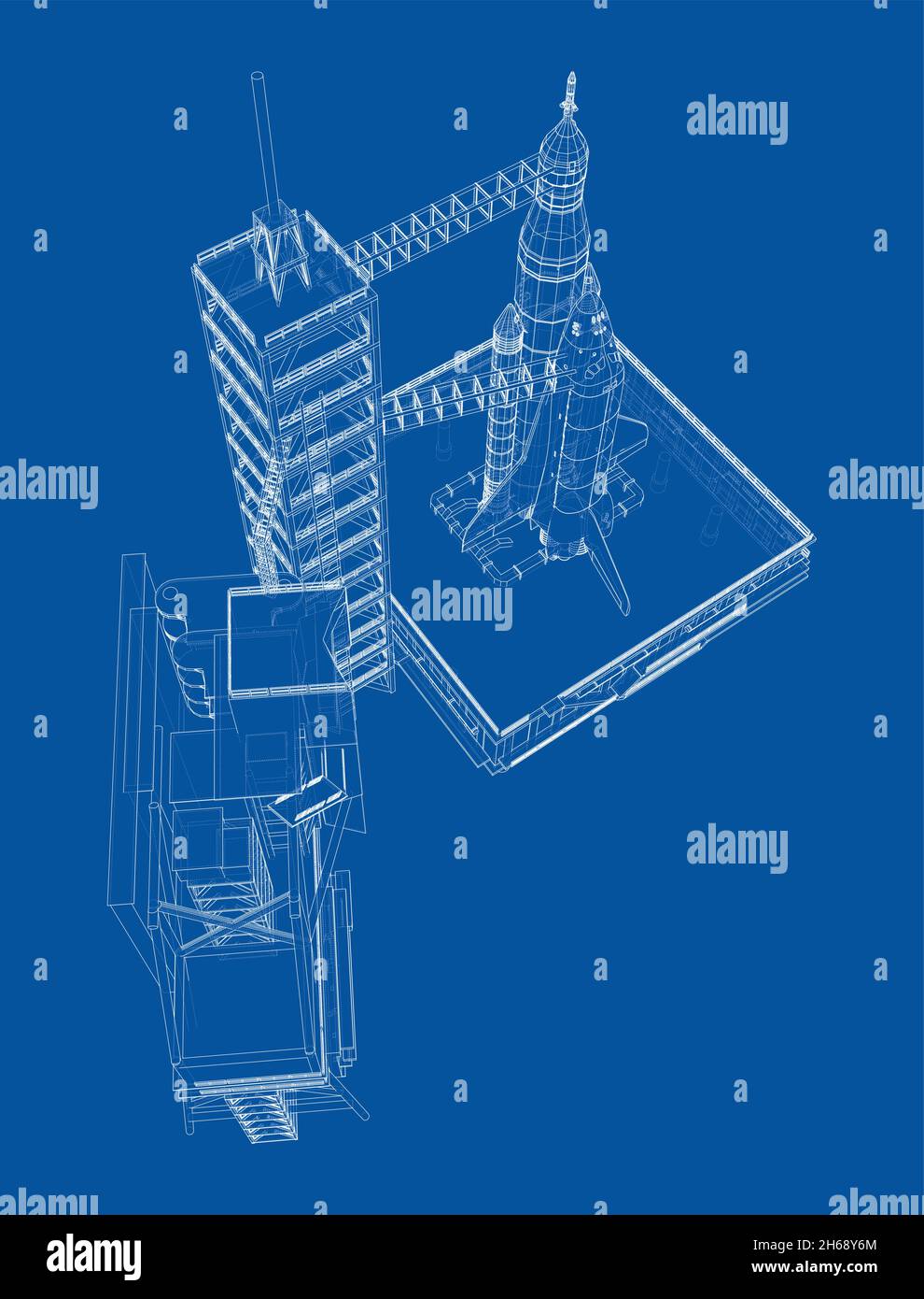 Space Rocket on launch pad. Vector Stock Vector Image & Art - Alamy