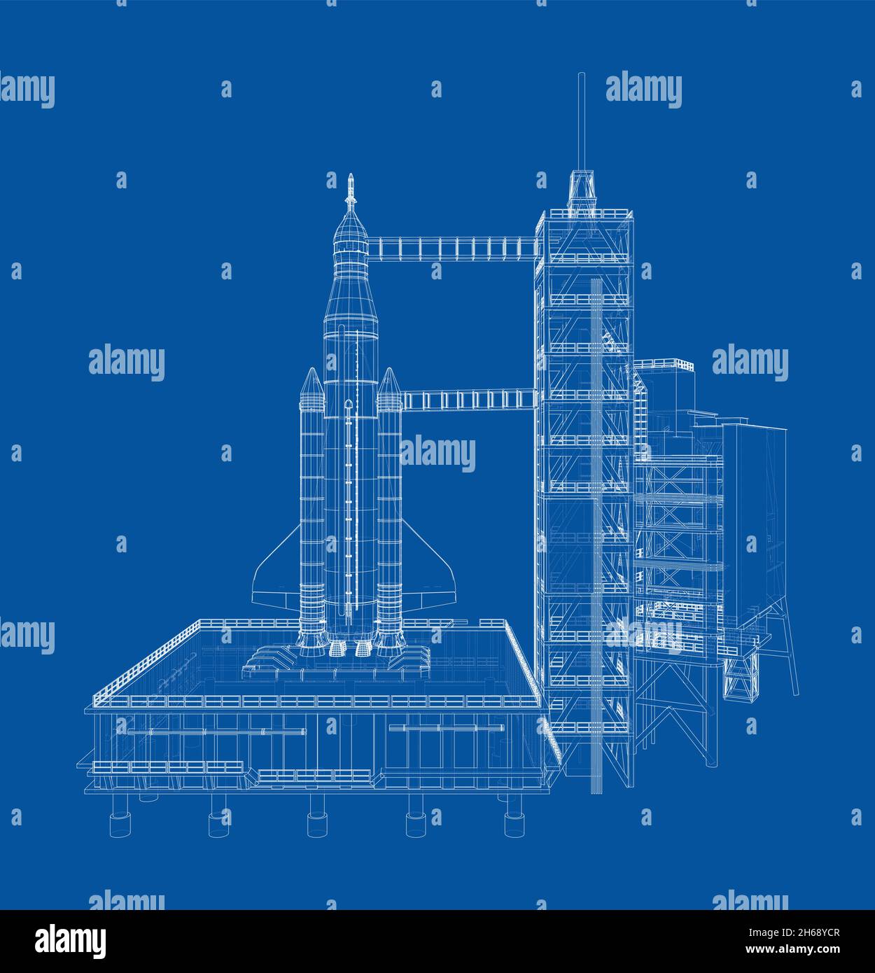 Space Rocket on launch pad. Vector Stock Vector Image & Art - Alamy