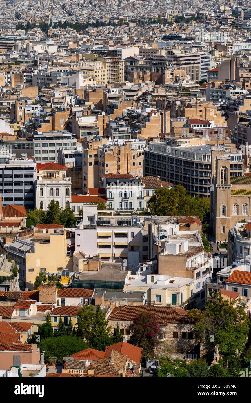 Athens Greece city scape of the crowded Athens city in the summer Stock ...