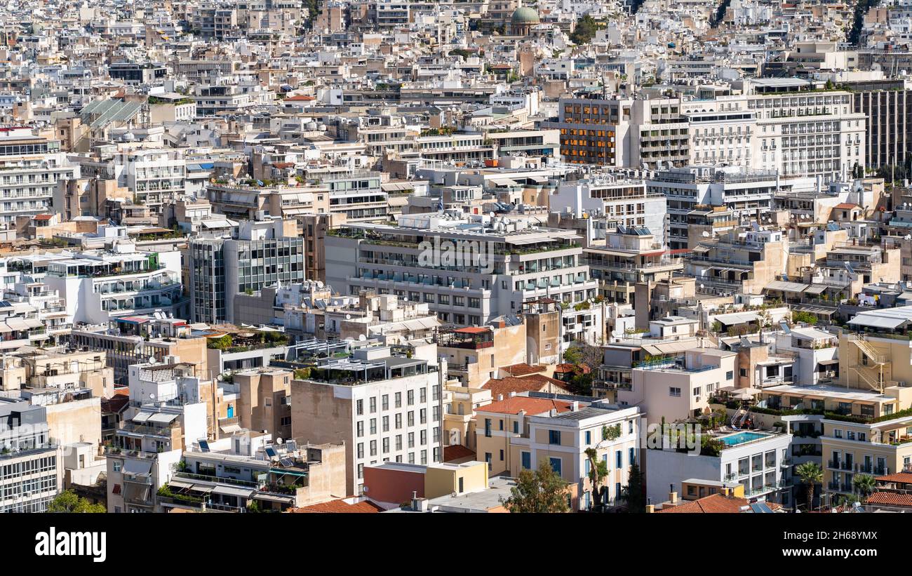Athens Greece city scape of the crowded Athens city in the summer Stock ...