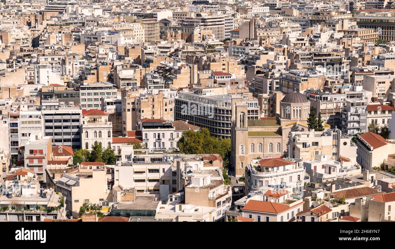 Athens Greece city scape of the crowded Athens city in the summer Stock ...