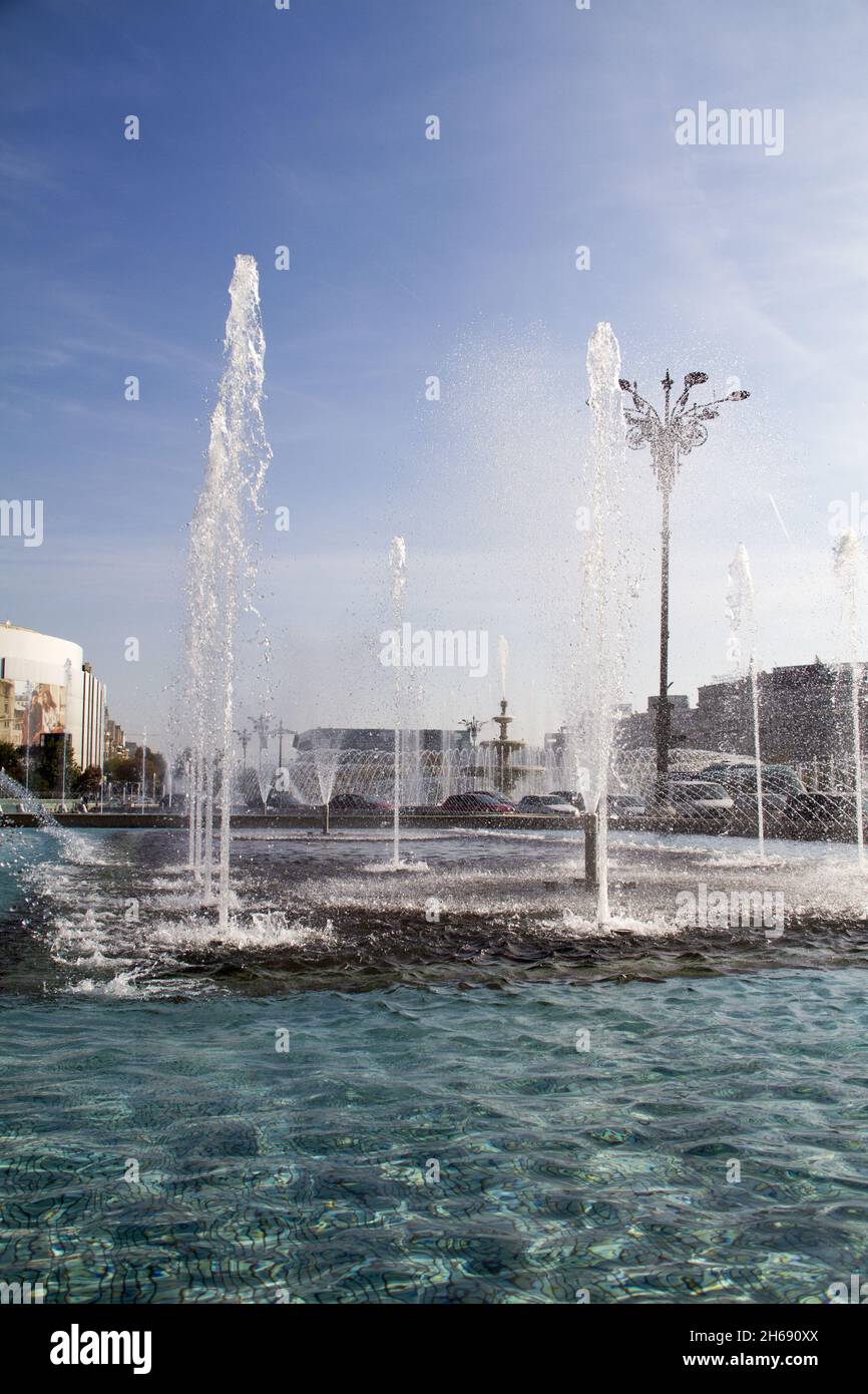 Bucharest central city fountain Stock Photo - Alamy