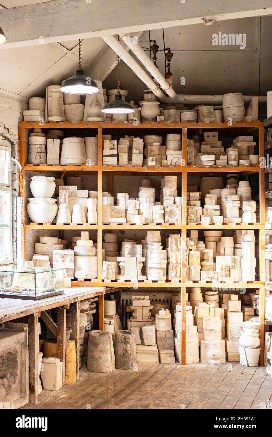 moulds for ceramic pottery in the mould room store at Gladstone Pottery ...