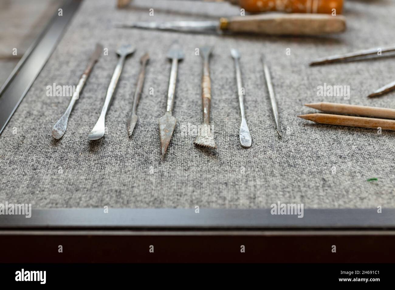 pottery makers tools at Gladstone Pottery Museum, Longton, Stoke on ...