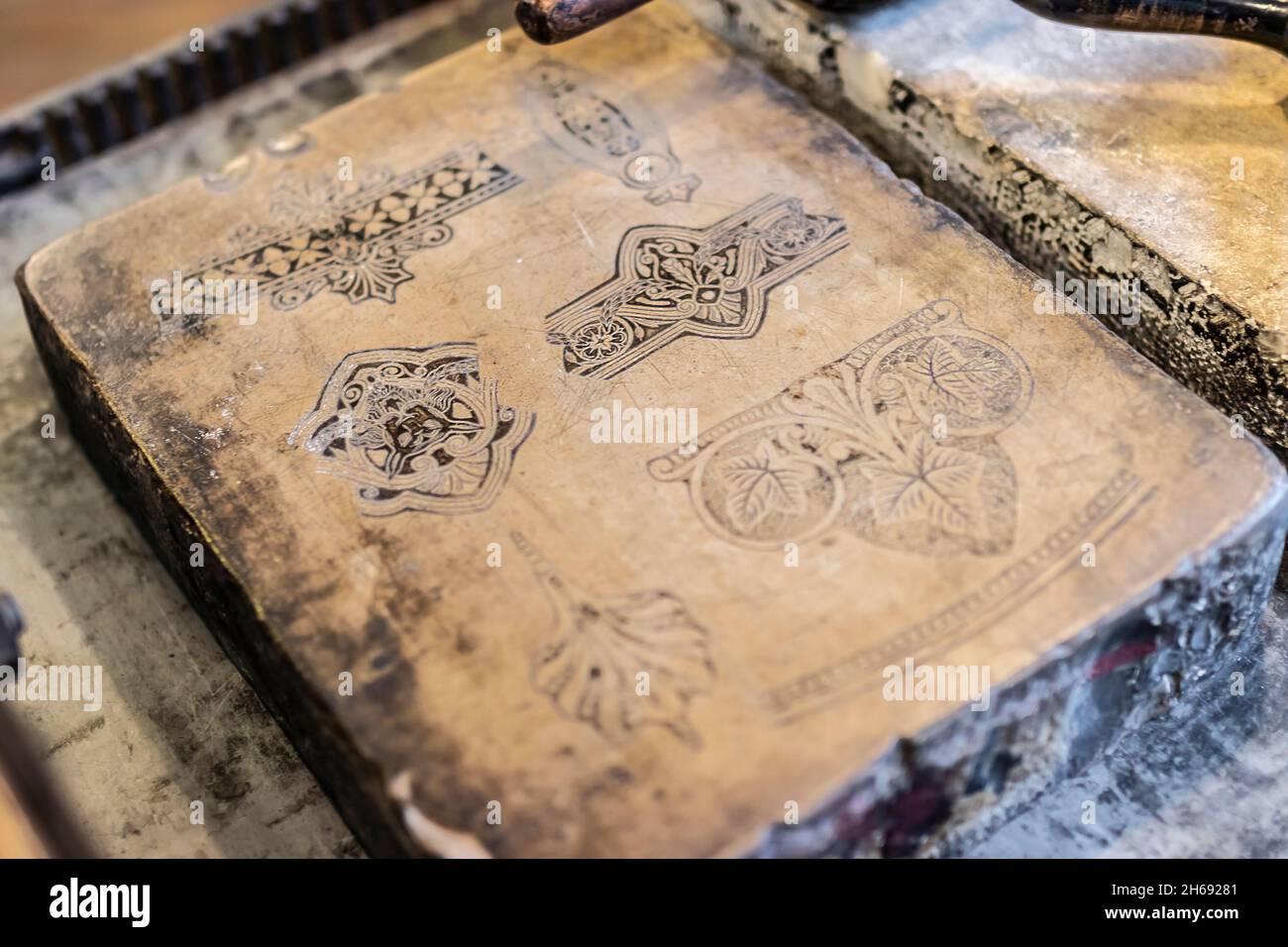 litho printing block plate at Gladstone Pottery Museum, Longton, Stoke ...