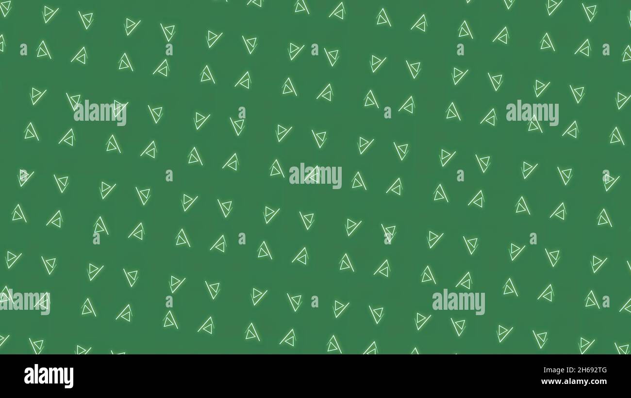 Rows of white triangular silhouettes rotating on changing color ...