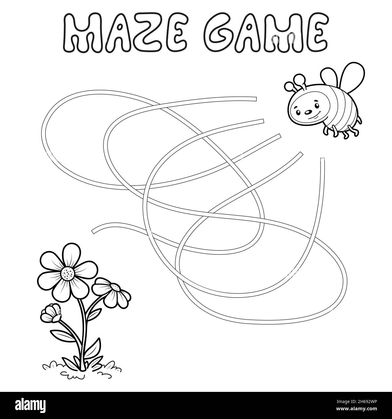 Maze puzzle game for children. Outline maze or labyrinth. Find path ...