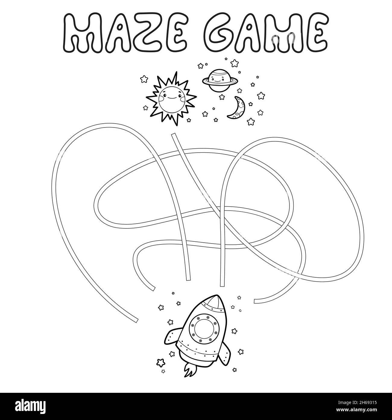 Maze puzzle game for children. Outline maze or labyrinth. Find path ...