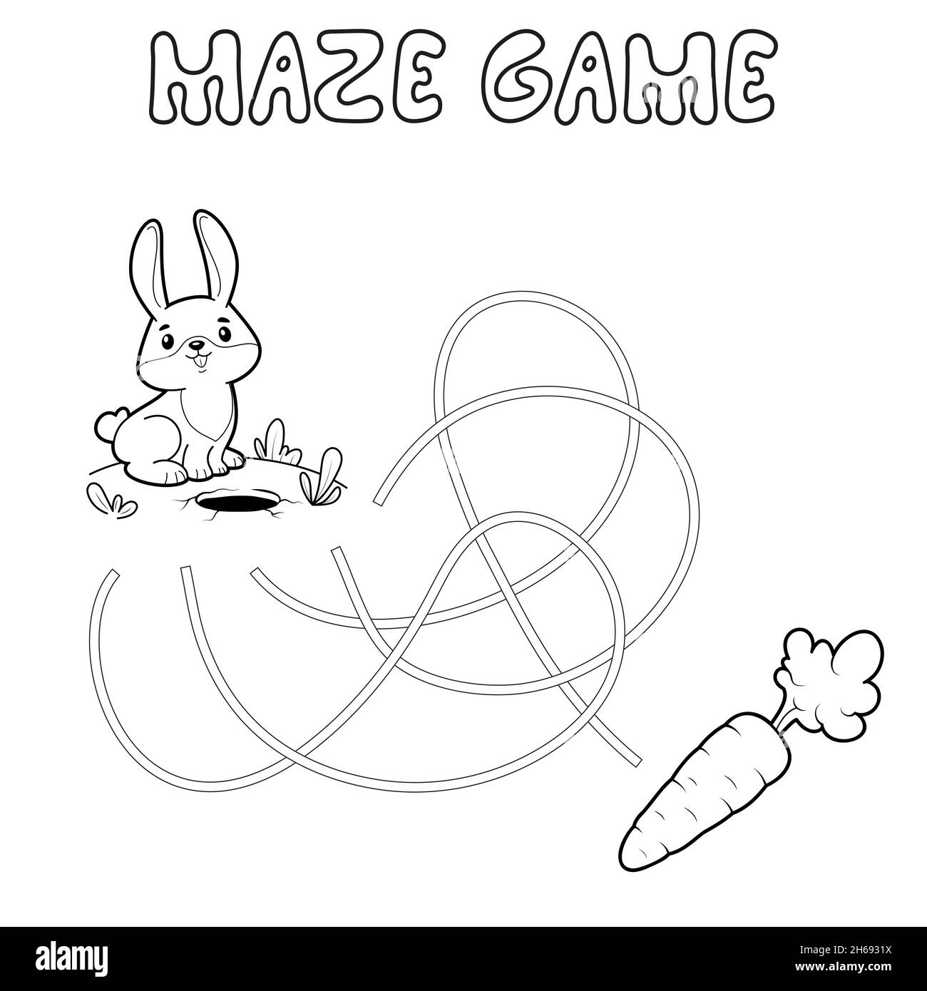 Maze puzzle game for children. Outline maze or labyrinth. Find path ...