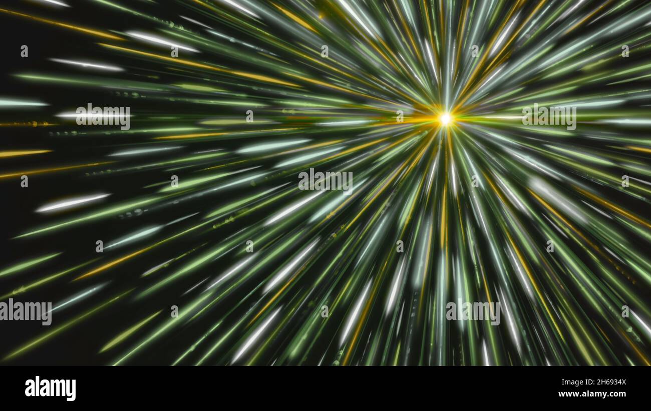 Bright star emits colored lines. Animation. White dot emits bright and ...