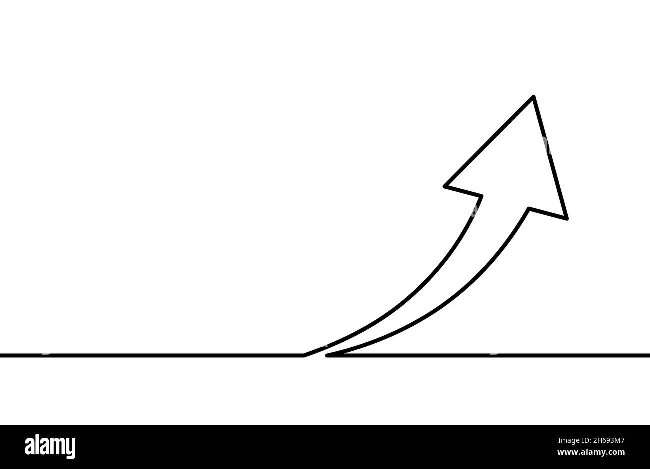 Continuous line drawing of up arrow. Up arrow linear icon. One line ...