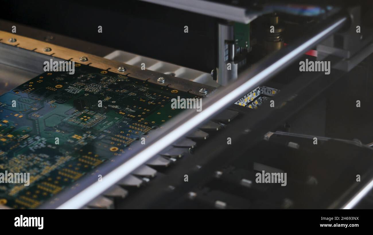 Electronic circuit board close up. Media. Process of creating an ...