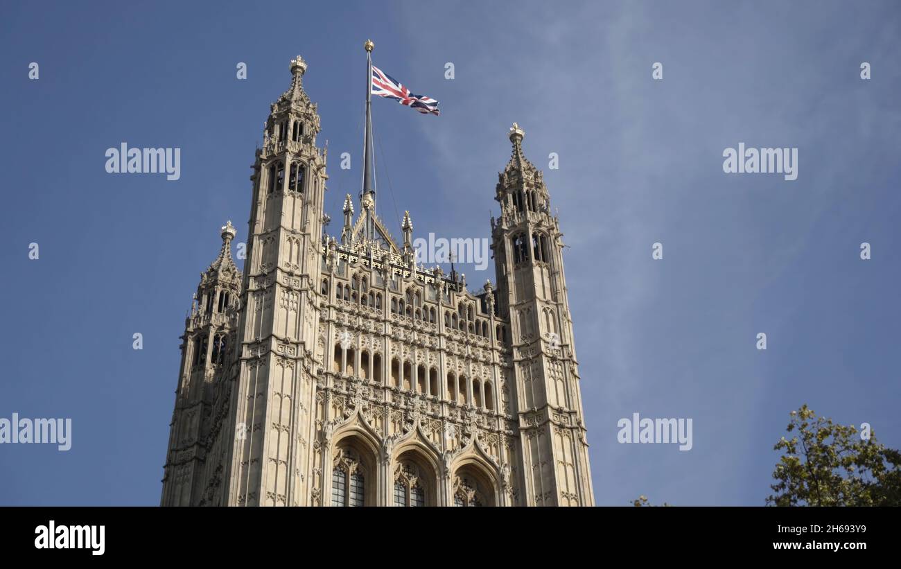 Beautiful old architectural building in Europe on blue sky background ...