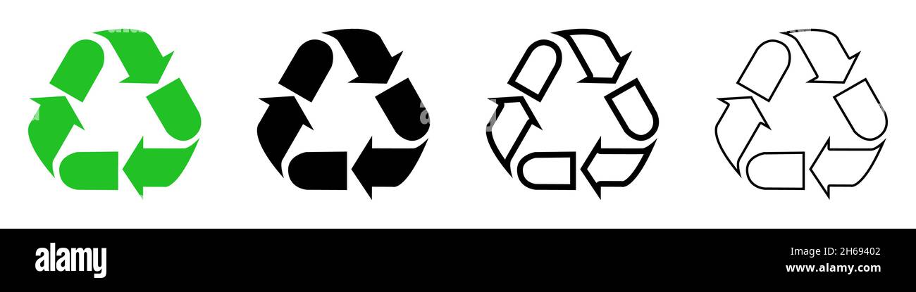 Recycle icon. Set of triangular eco recycle signs. Vector illustration ...