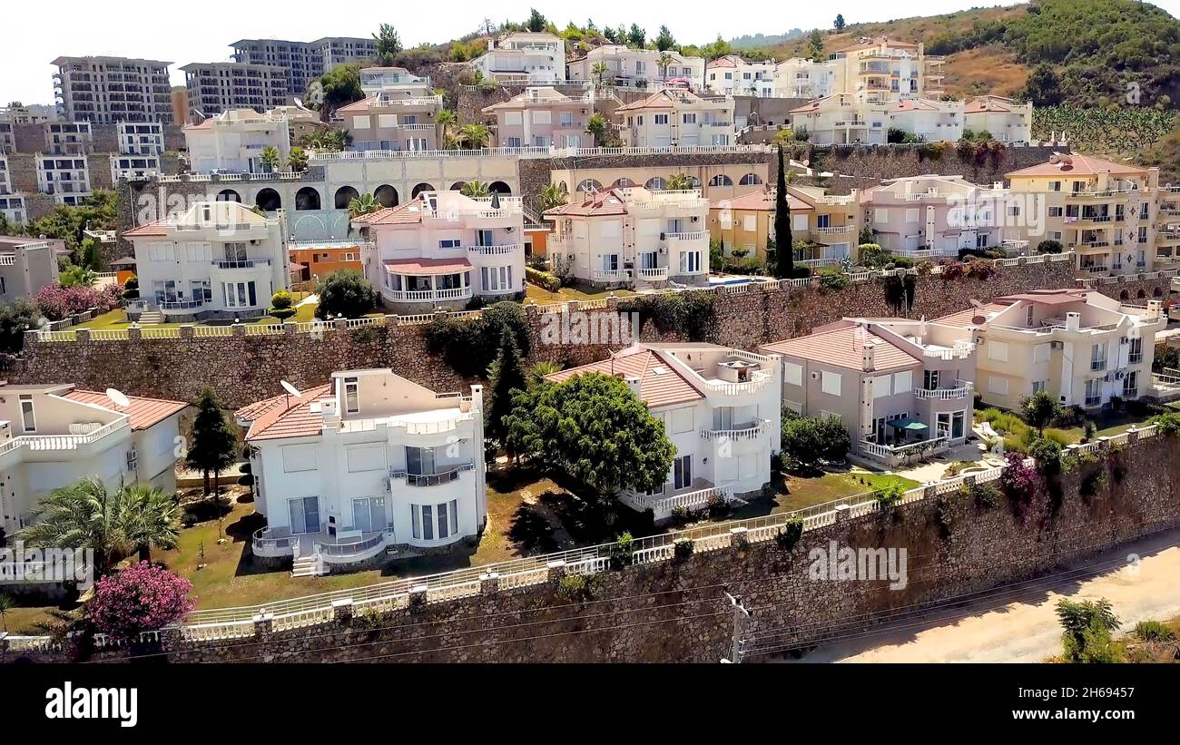 Buildings and landscape located on slopes of mount. Stock footage. Top ...