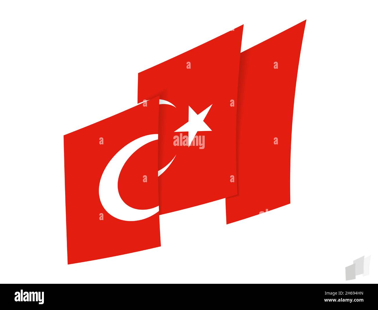 Turkey flag in an abstract ripped design. Modern design of the Turkey ...