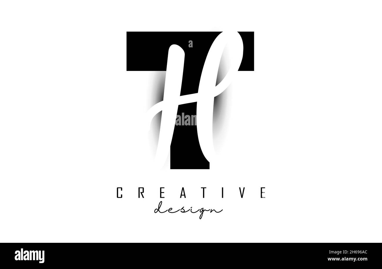 Letters TH Logo with a minimalist design. Abstract letters T and H with ...