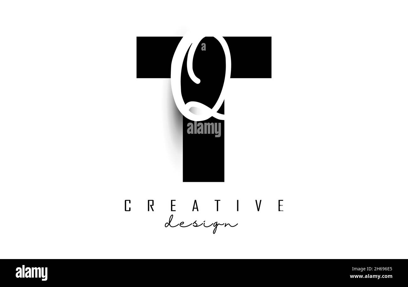 Letters TQ logo with a minimalist design. Letters T and q with ...