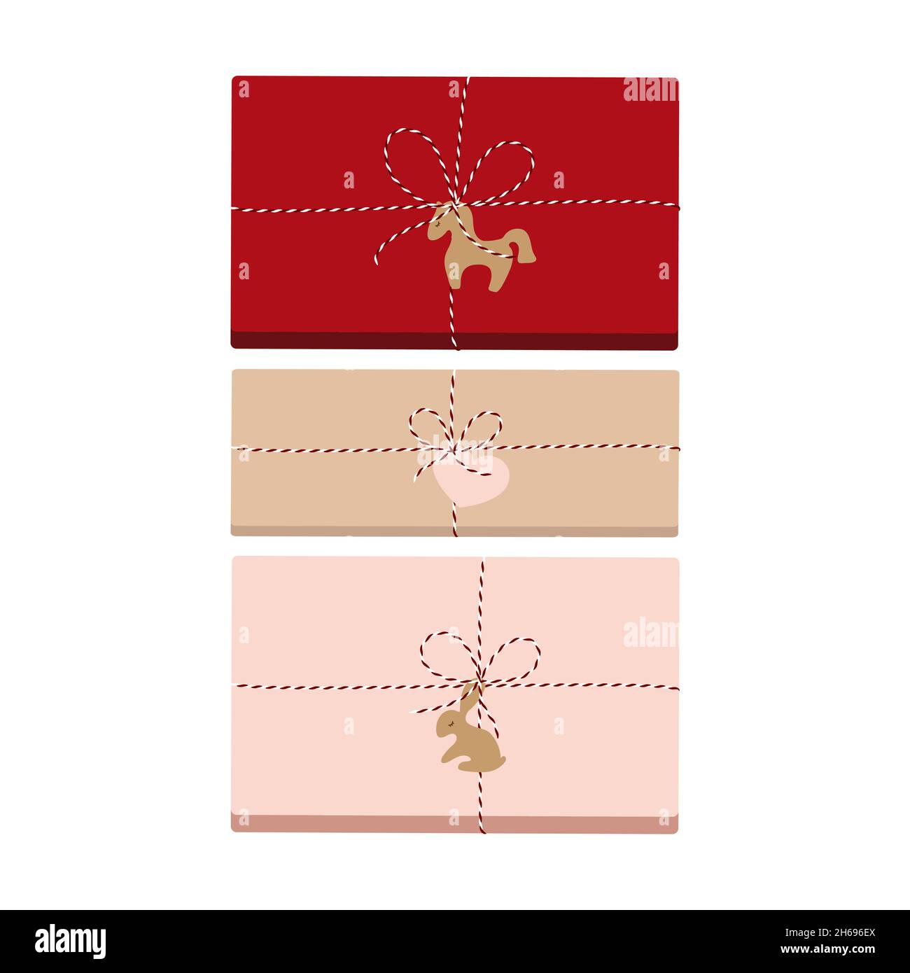 Set of gift boxes with tags. Design for greeting card, banner, poster ...