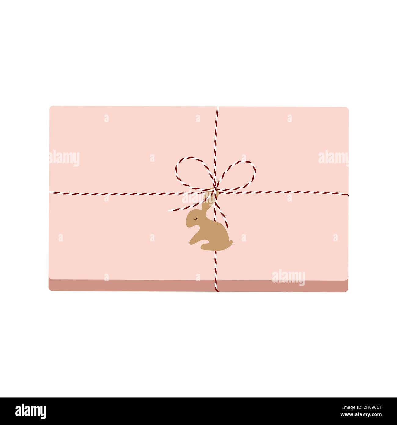 Gift box with tag in rabbit shape. Design for greeting card, banner ...