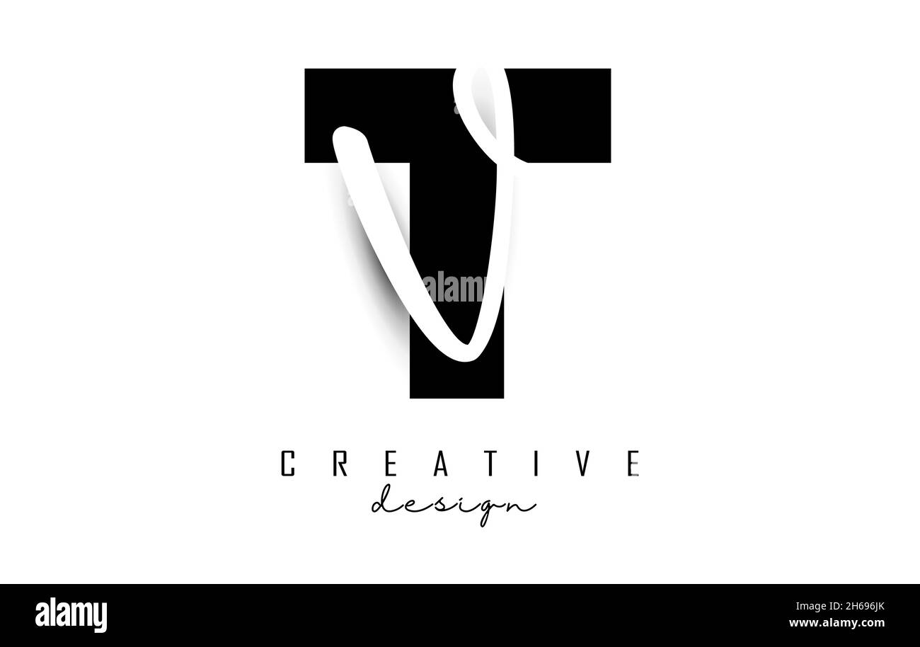 Letters TV logo with a minimalist design. Letters T and V with ...