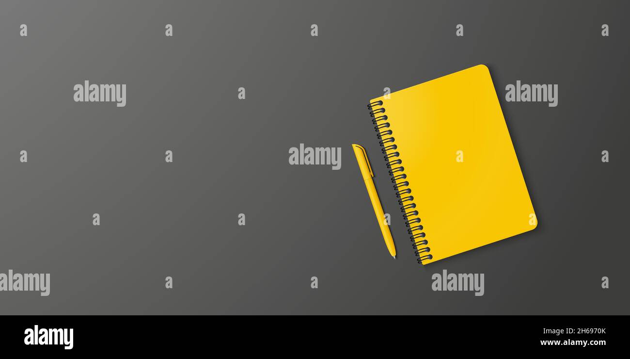Top view of yellow spiral notebook with space for your image or text ...